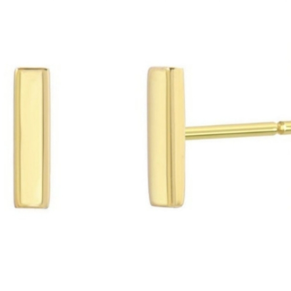 Jewelry | 14k Solid Yellow Gold Bar Stud Earrings | Poshmark